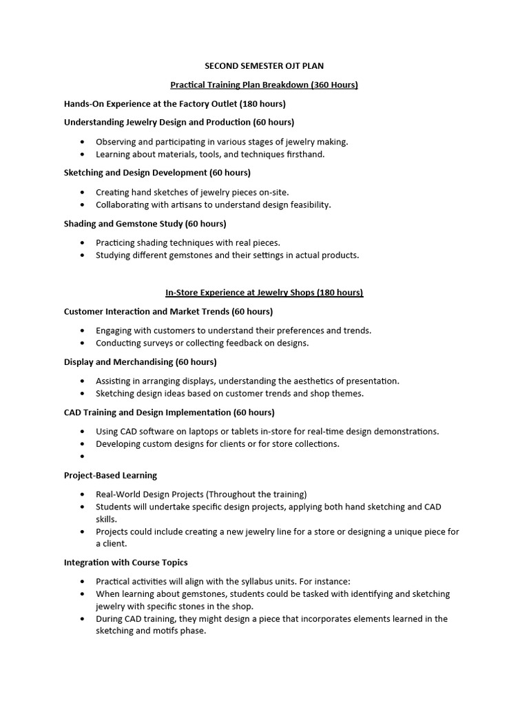 Second Semester Ojt Plan | PDF | Cognitive Science | Behavior Modification