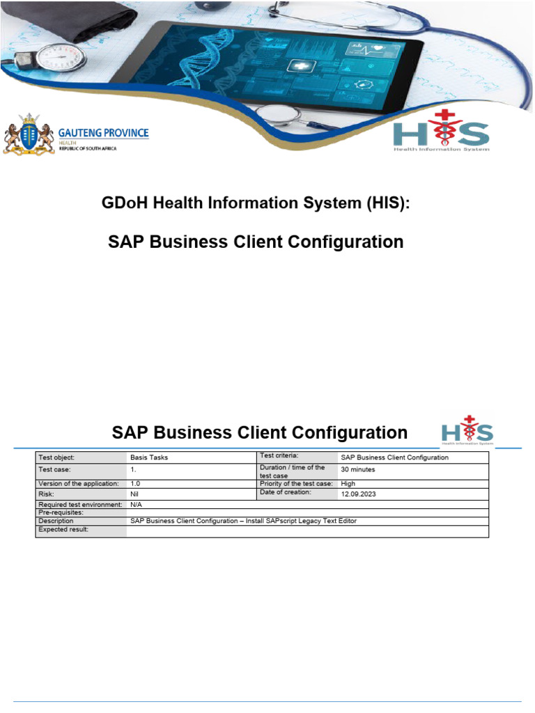 GDOH HIS SAP Business Client Configuration | PDF | Computer Science | System Software