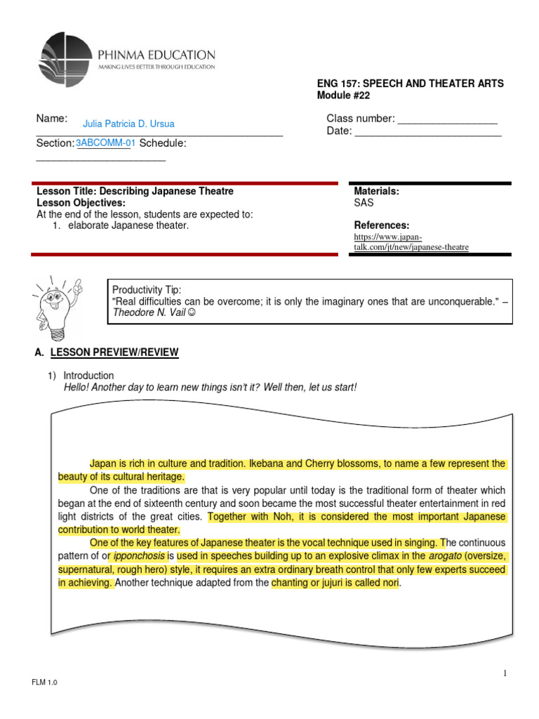 Eng 157 Sas Day 22 Pdf Theatre The Arts