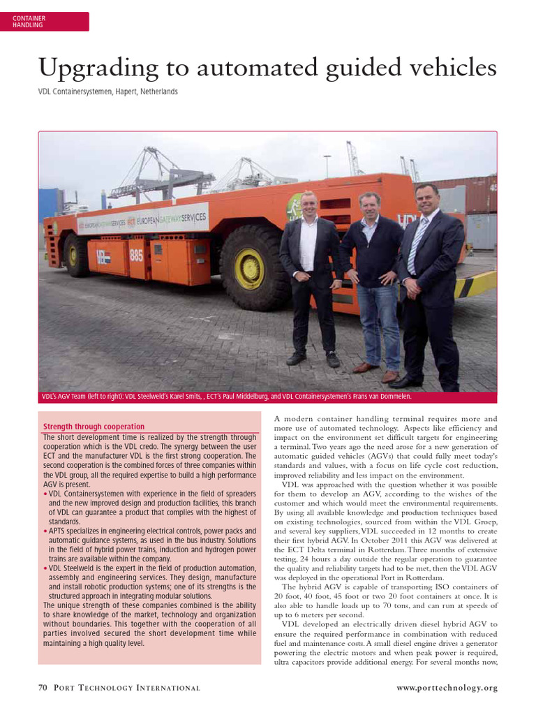 VDL's Hybrid AGV for Container Handling | PDF | Hybrid Vehicle | Automation