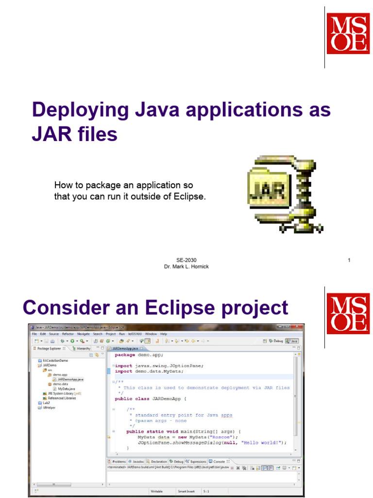 Se2030-14 Deploying Java Applications As JAR Files | PDF | Computer File | Computer Data Storage