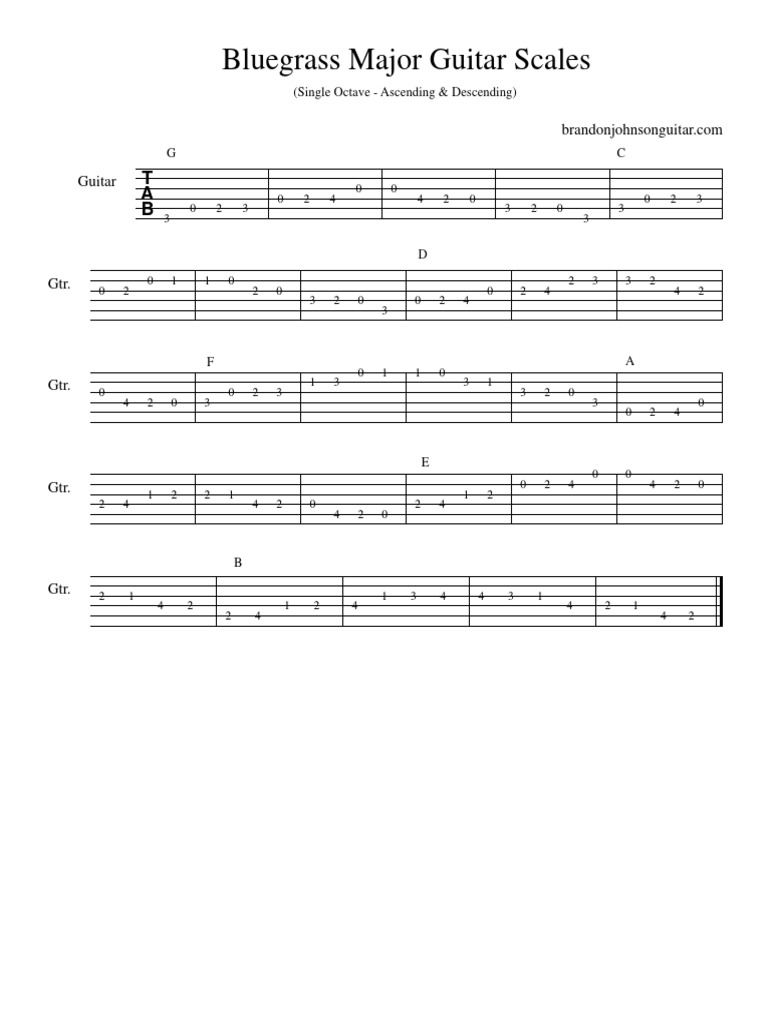 Bluegrass Guitar Scales | PDF | Music Theory | Elements Of Music