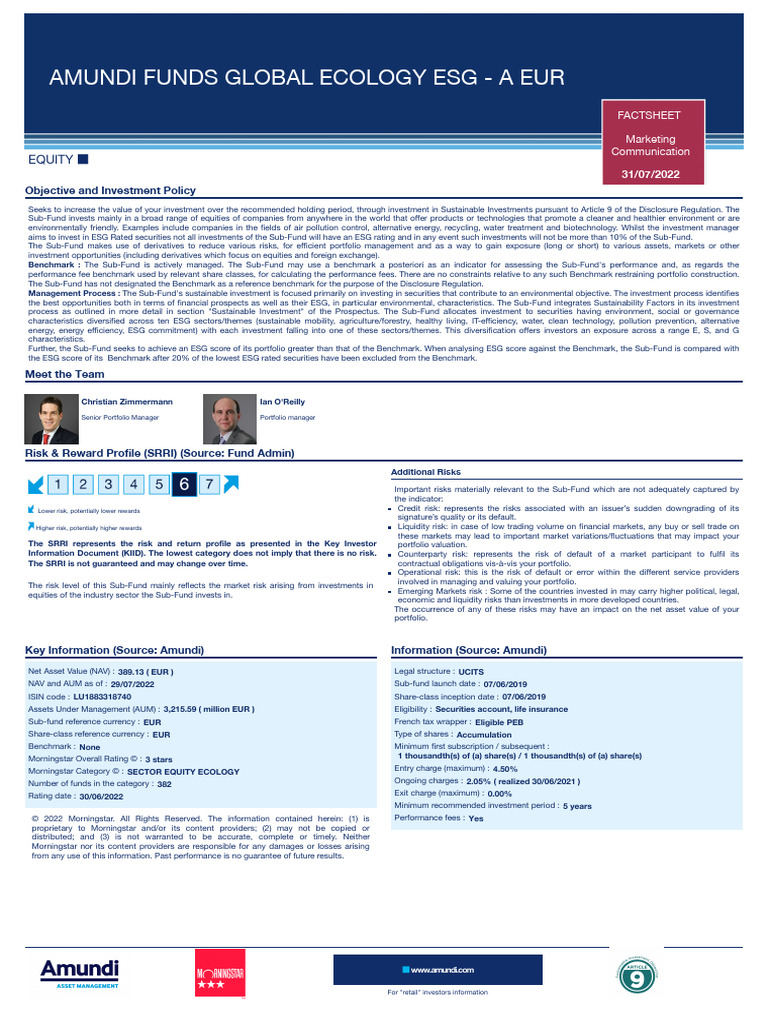 Monthly Factsheet Lu1883318740 Eng Rou Retail Amundi | PDF | Investing ...