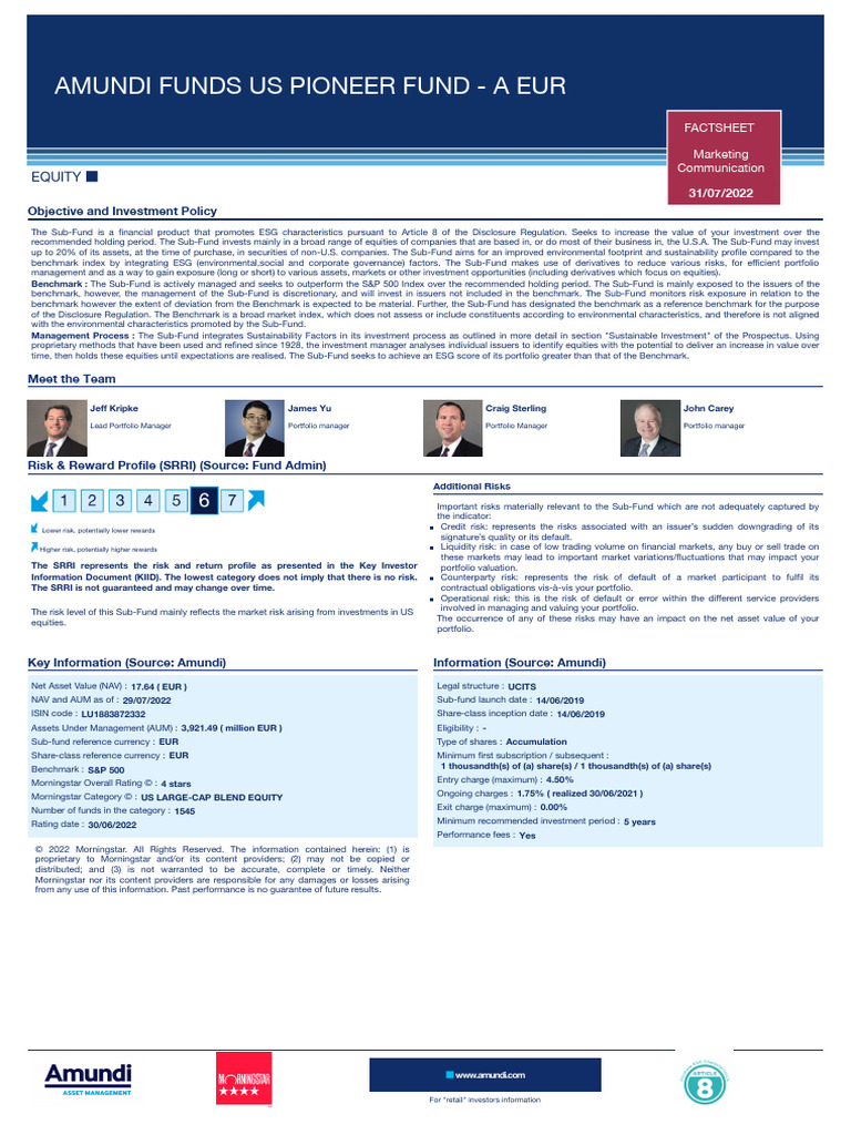 Monthly Factsheet Lu1883872332 Eng Rou Retail Amundi | PDF | Investing ...