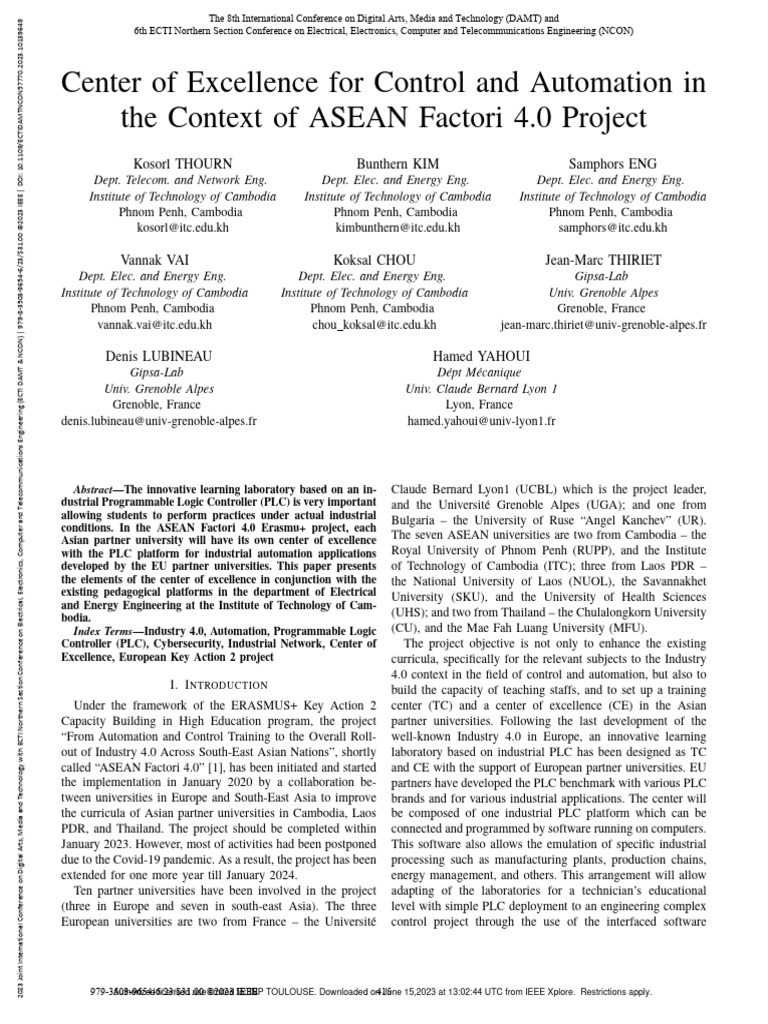 Center of Excellence For Control and Automation in The Context of | PDF | Programmable Logic ...