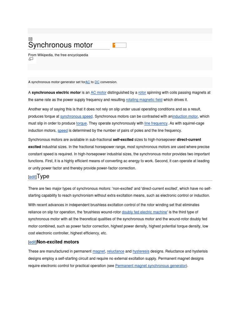 Synchronous Motor | PDF | Propulsion | Electromagnetism