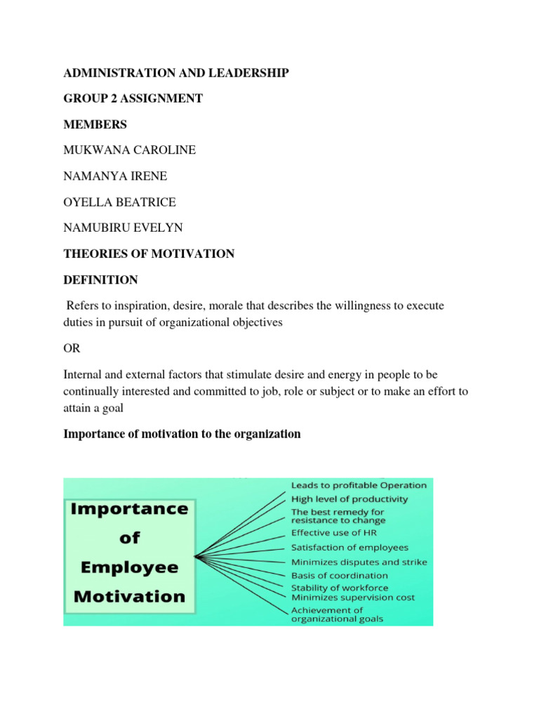 Administration and Leadership Group 2 | PDF | Goal Setting | Motivational
