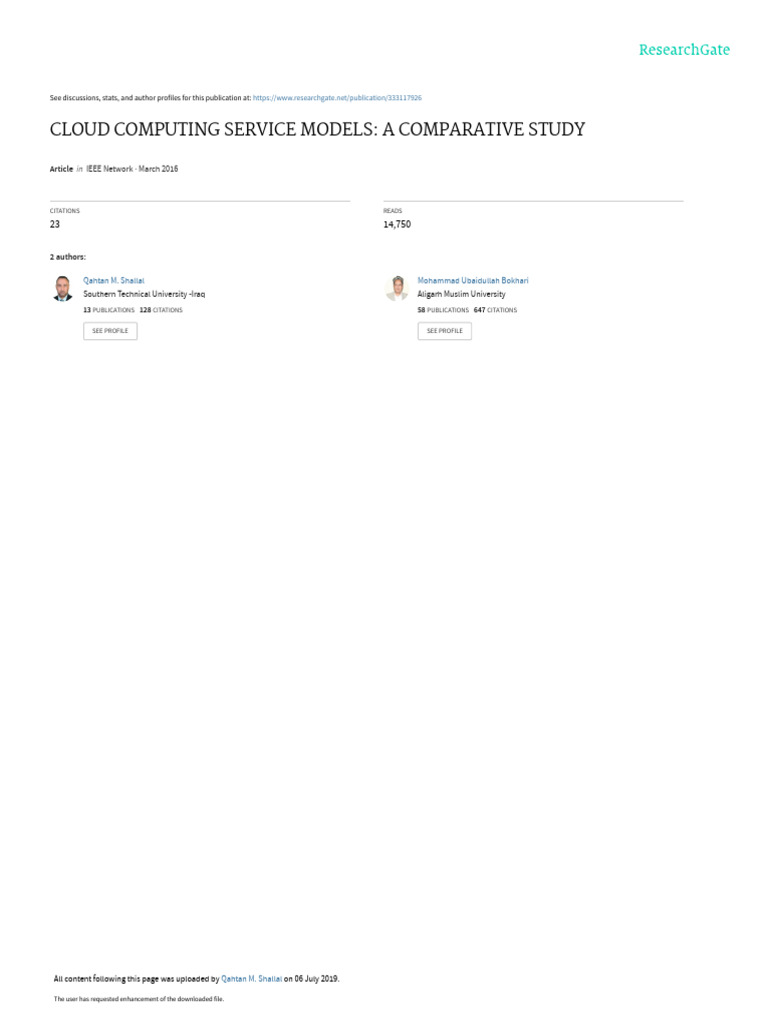 Comparative Study of Cloud Service Models | PDF | Cloud Computing ...