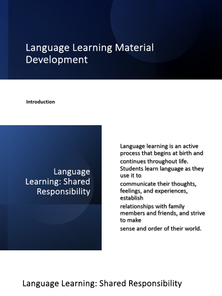 1.1 Language Learning Material Development Intro v2 | PDF | Learning | Second Language Acquisition