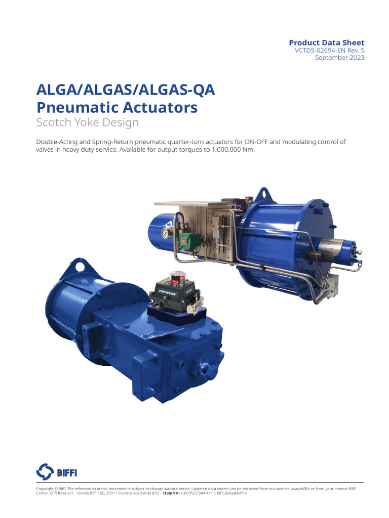 Alga Algas Pneumatic Actuator Metric English en Us 2545482 | PDF | Piston | Actuator