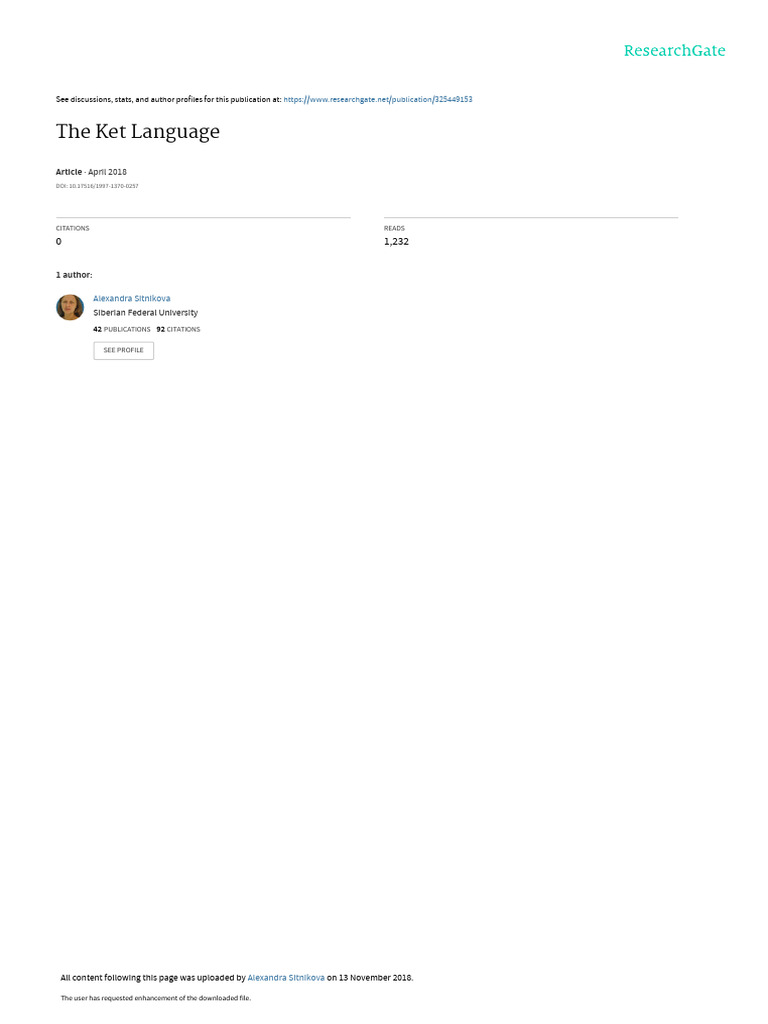 The_Ket_Language | PDF | Linguistics | Word