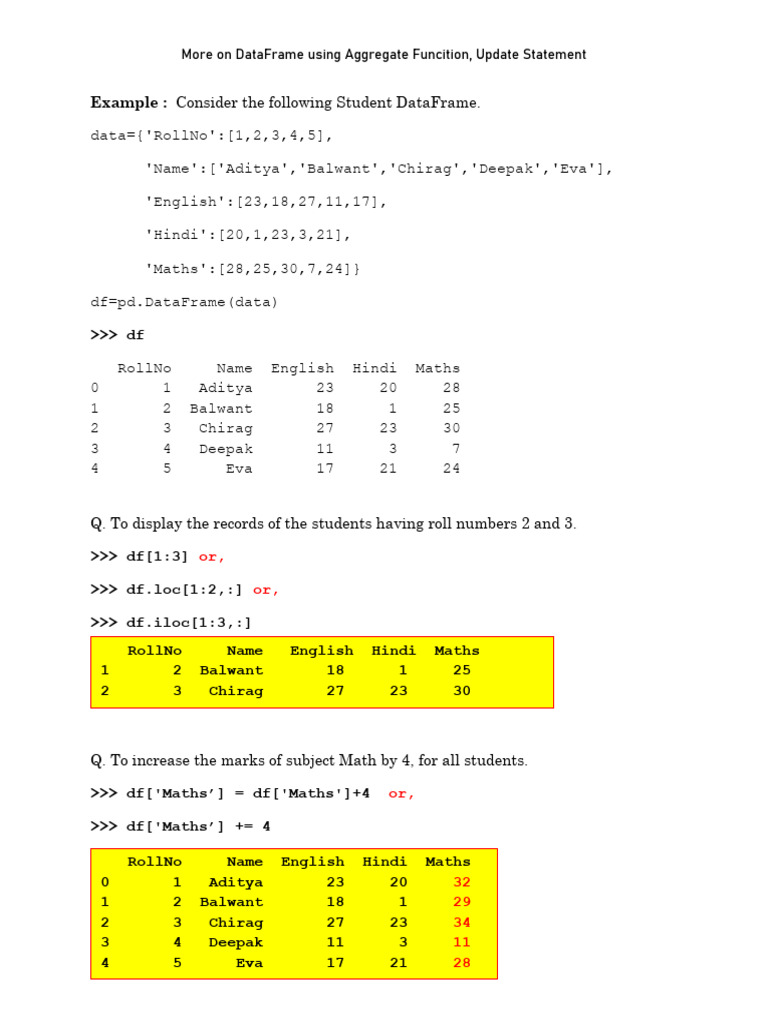 More on DataFrame | PDF | Computing | Data Management