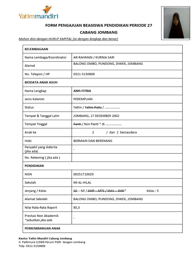 Contoh Cara Mengisi Form | PDF | Kesehatan Holistik