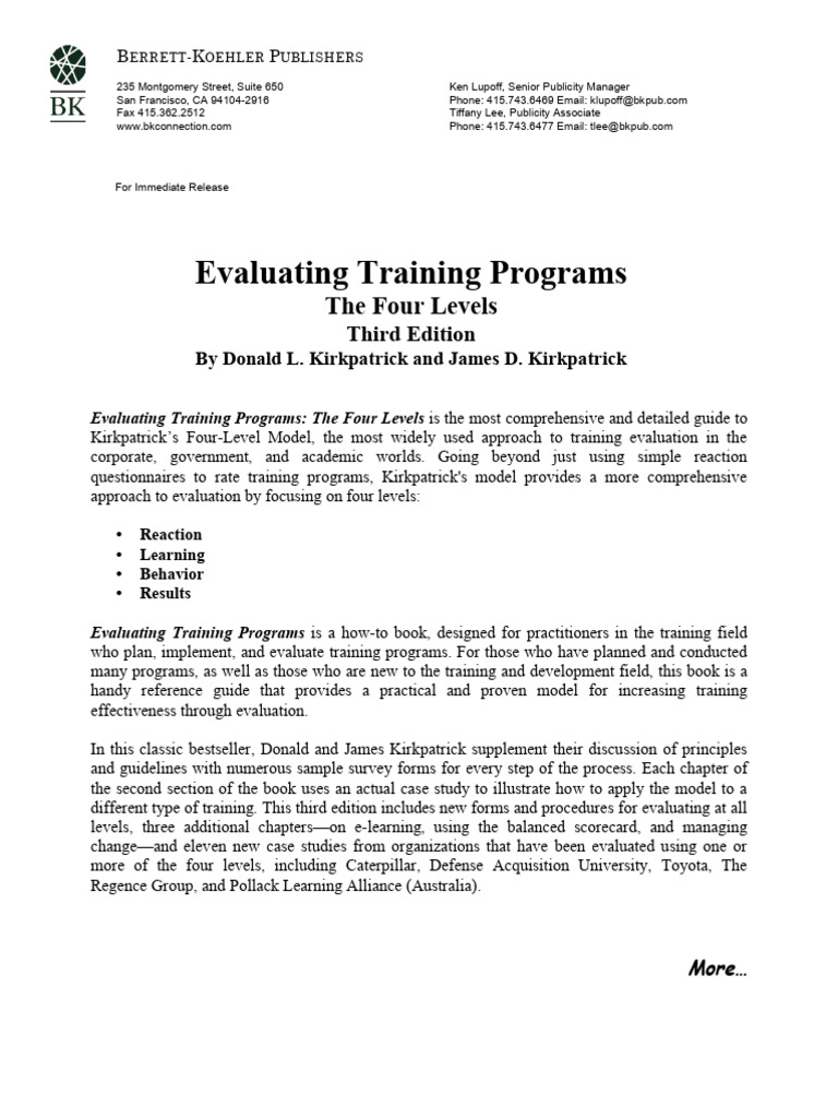 Evaluating Training Programs Guide | PDF | Evaluation | Business