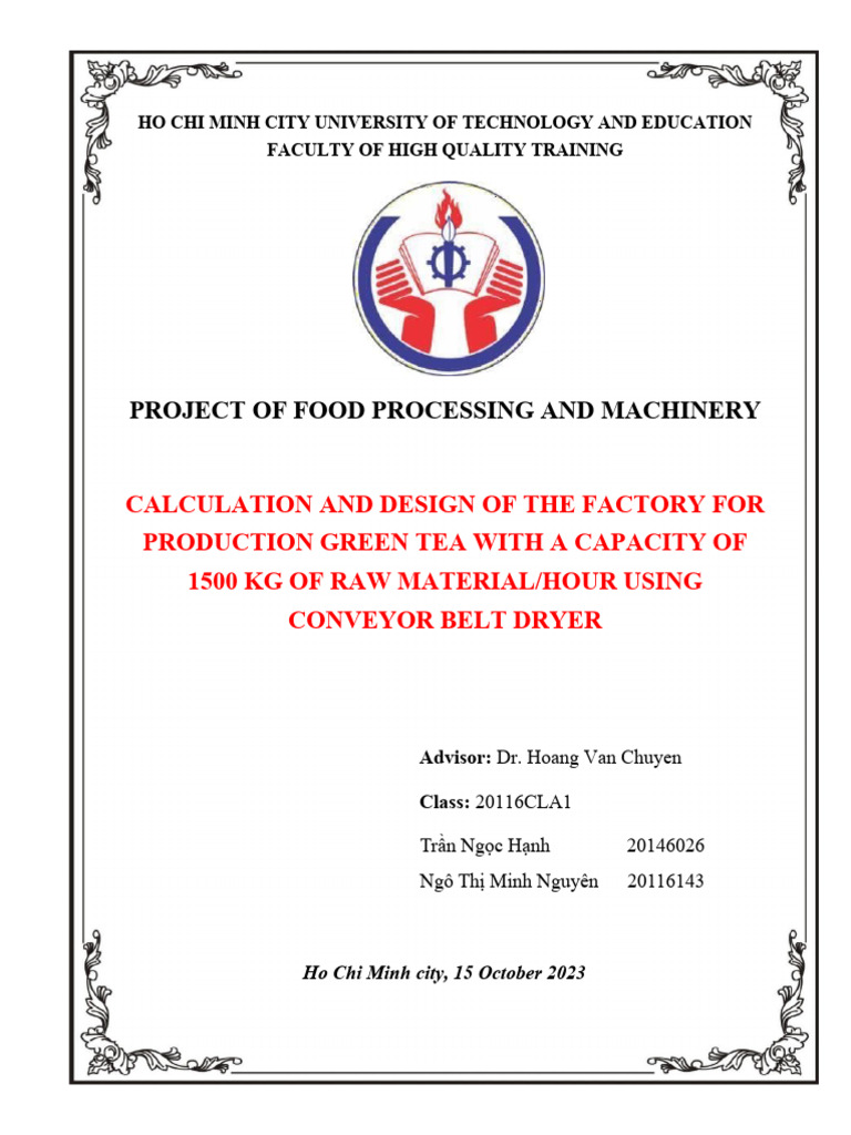 PROJECT OF FOOD PROCESSING AND MACHINERY - Outline Nhom Hanh | PDF ...