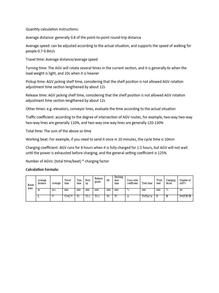 Quantity AGV Calculation | PDF