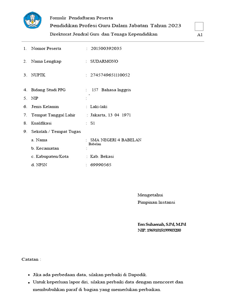 Format_A1_Lapor Diri | PDF
