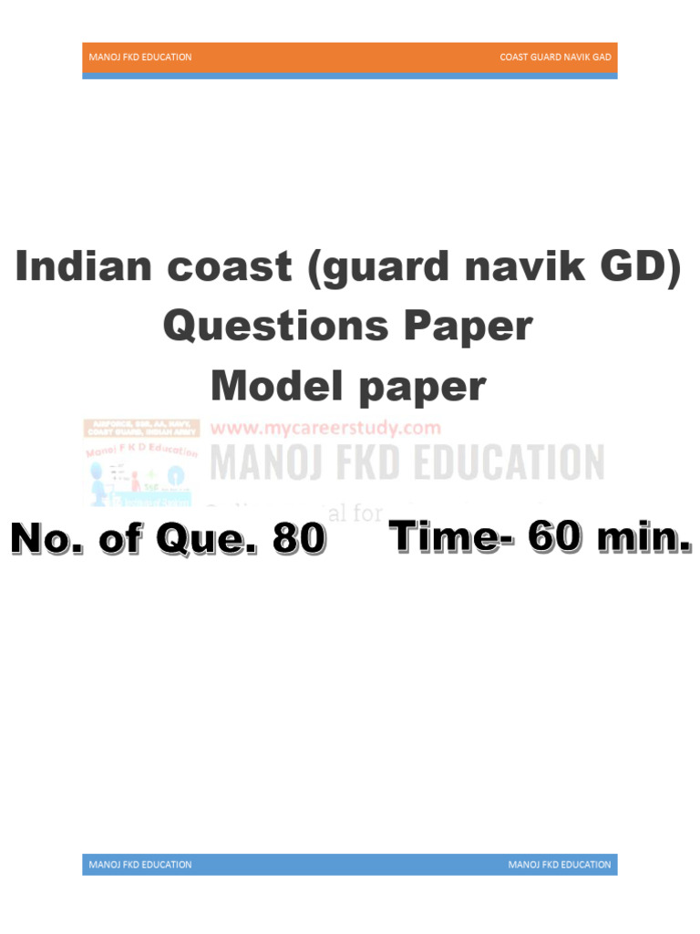 Indian Coast (Guard Navik GD) Questions Paper Model Paper | PDF ...
