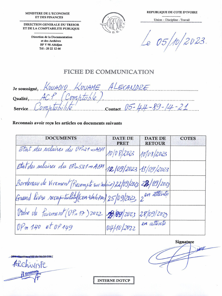Fiche de communication officielle | PDF
