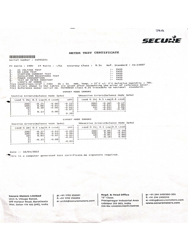 415V, 3Ph4Wire, CT Operated TC | PDF