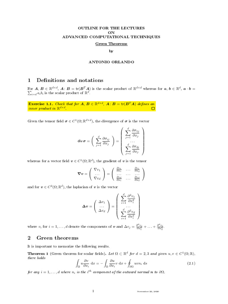 Green Theorems | PDF | Vector Space | Theoretical Physics