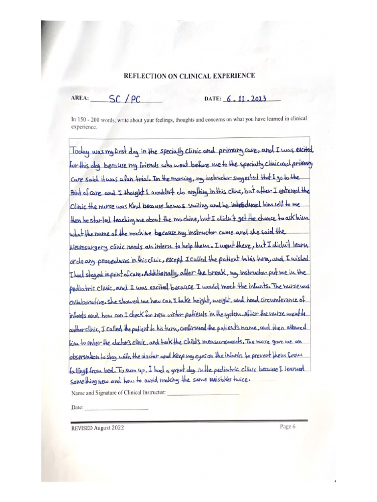 Hospital Reflection | PDF