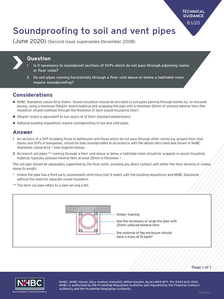 NHBC TG Soundproofing To Soil and Vent Pipes | PDF | Building ...