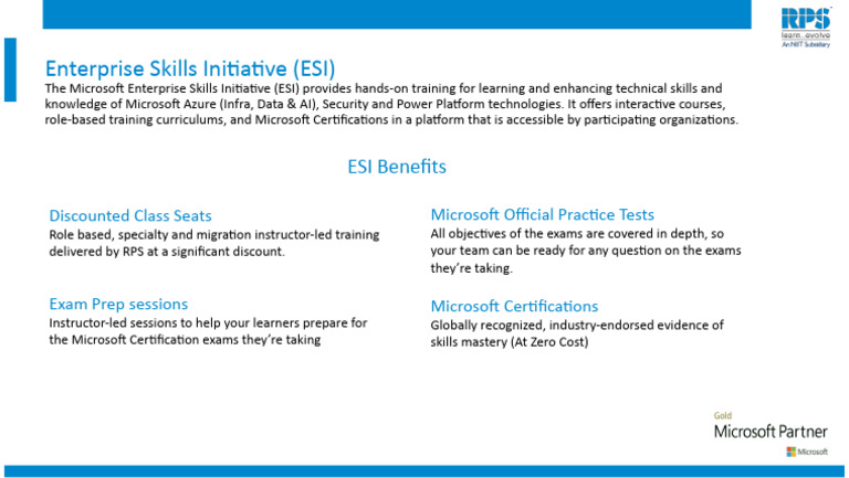 Microsoft - Enterprise Skills Initiative (ESI) | PDF