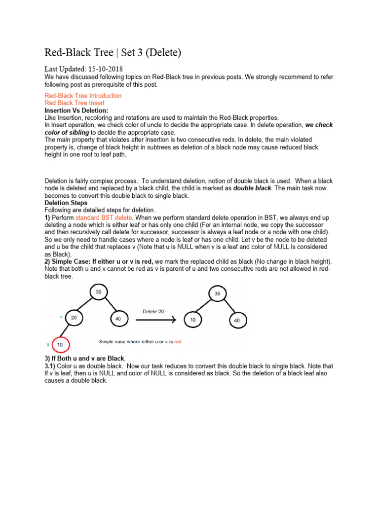 Red Black Tree Insertion And Deletion Pdf Algorithms And Data Structures Computer Programming