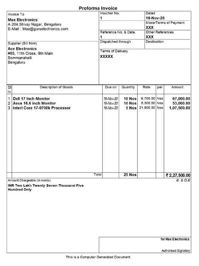Proform Invoice | PDF