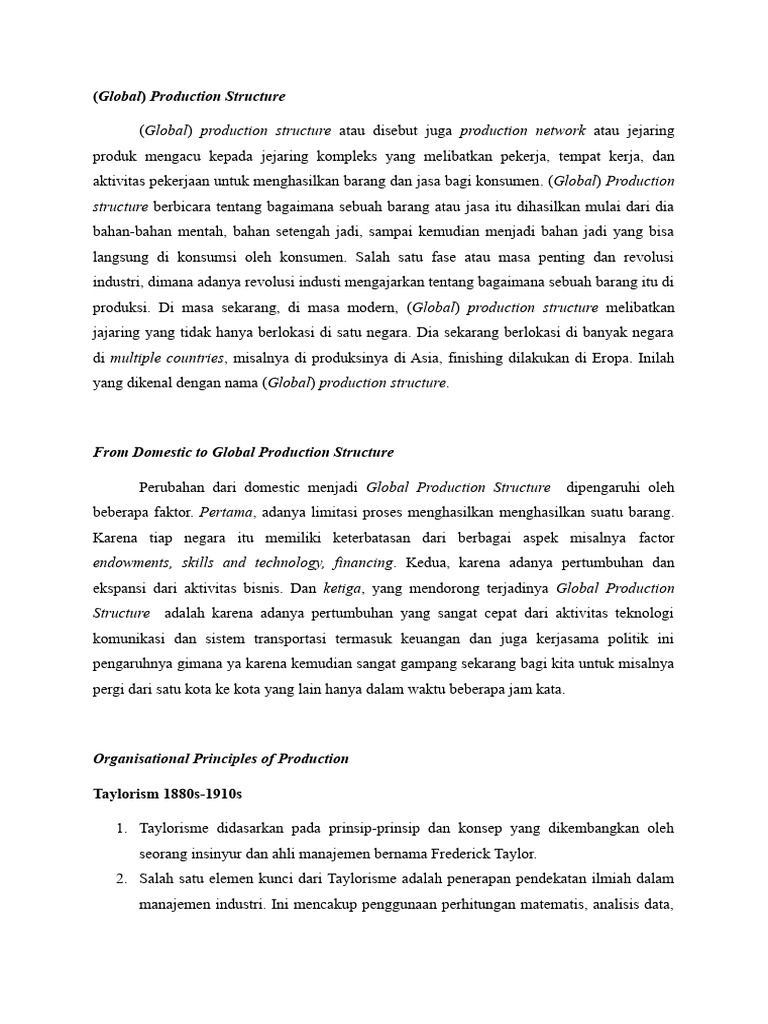 Global Production Structure | PDF