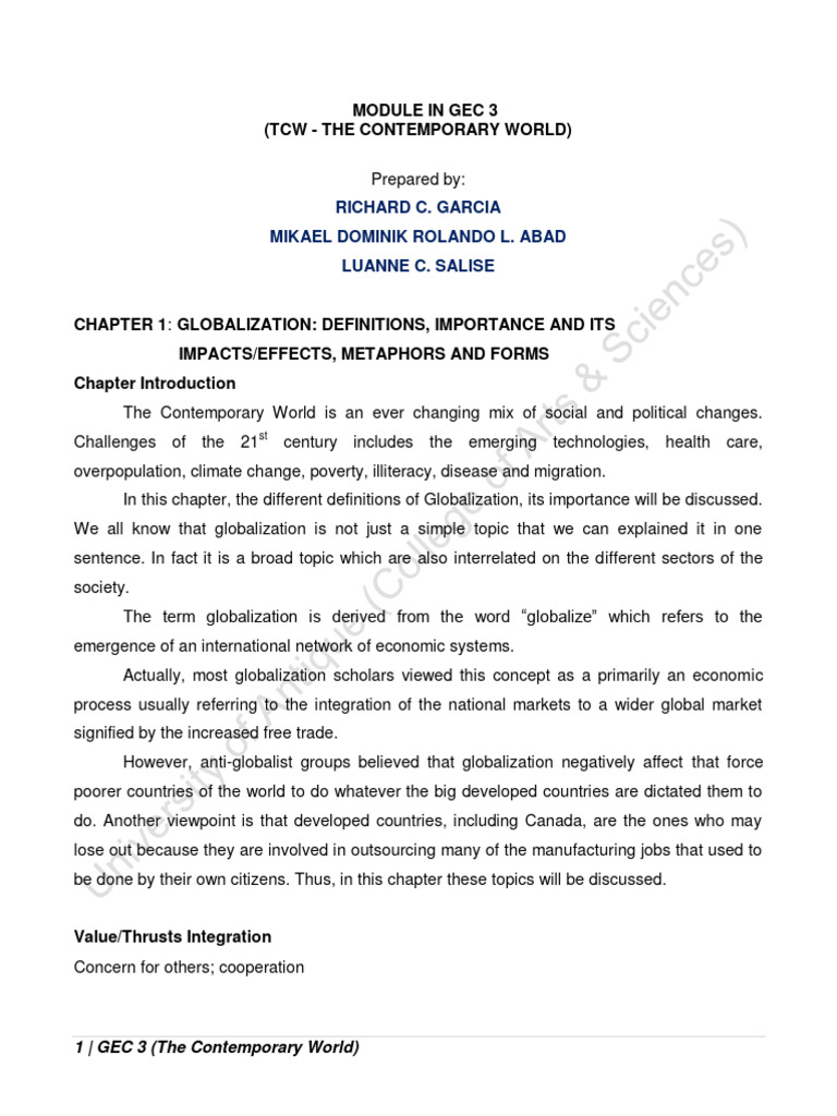 GEC 3 Module | PDF | World Systems Theory | Globalization