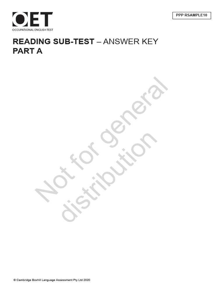 PPP Reading Test 10 Part A Answers | PDF