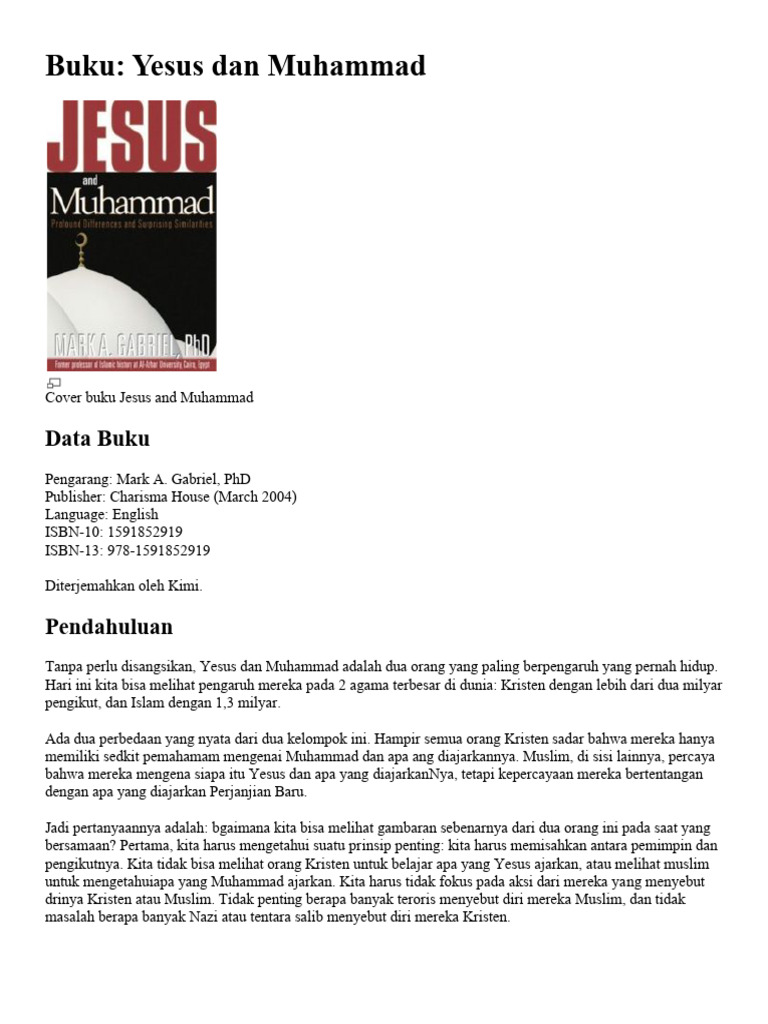 Perbandingan Yesus dan Muhammad | PDF | Filsafat | Agama & Spiritualitas