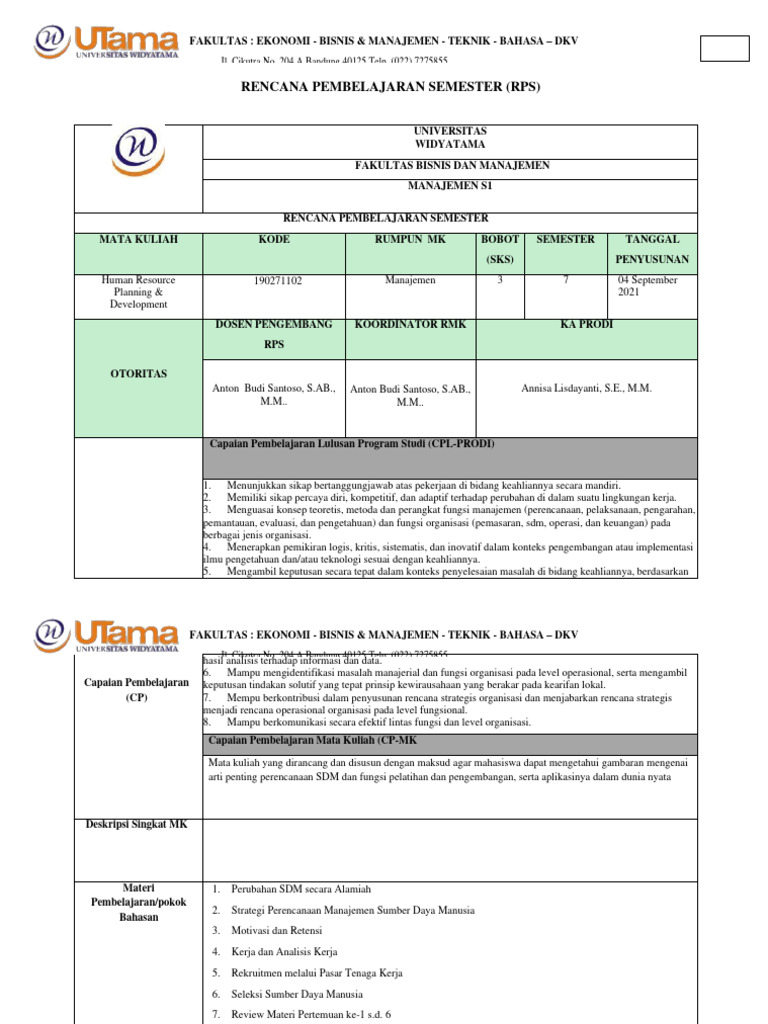 RPS Human Resources Planning Development | PDF | Bisnis