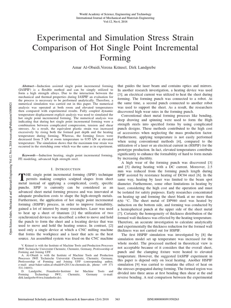 Experimental and Simulation Stress Strain Comparison of Hot Single ... Experimental and Simulation Stress Strain Comparison of Hot Single ...