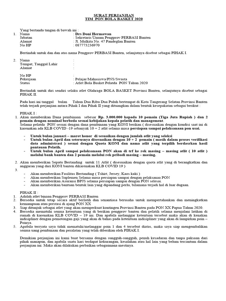 SURAT Mou Atlet | PDF