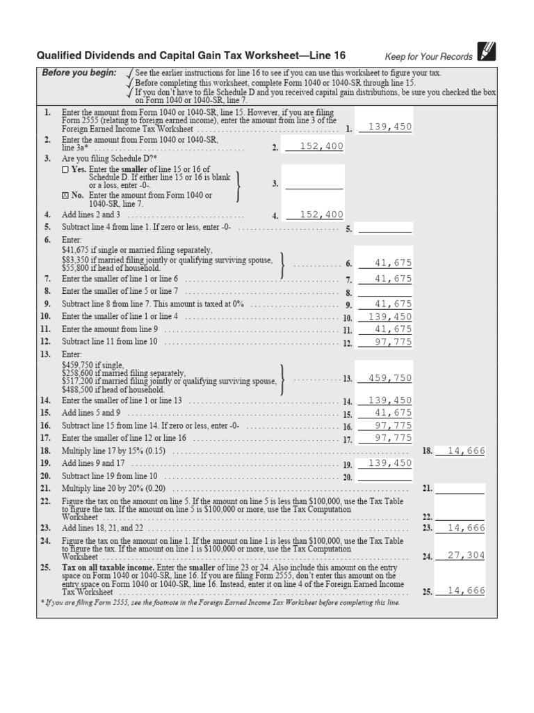 Tax Worksheet Instructions and Guidelines | PDF