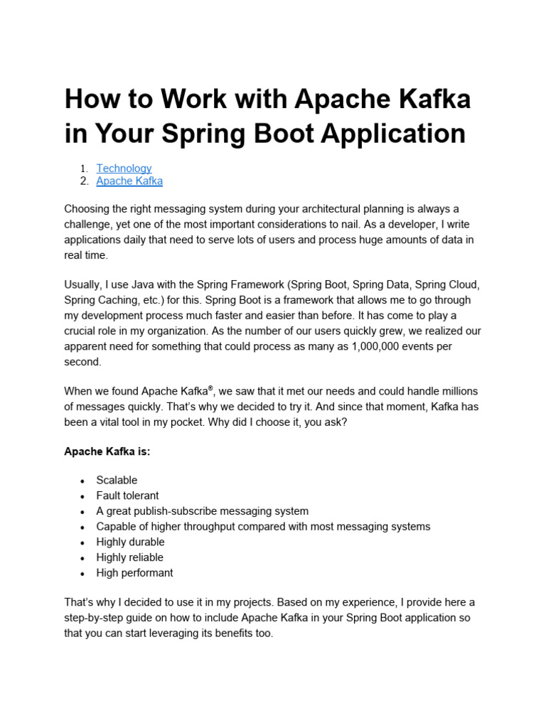 Apache Kafka In Spring Boot Application Pdf Spring Framework Zip File Format