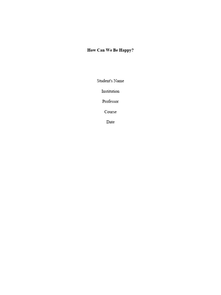 How Can We Be Happy | PDF | Well Being | Happiness