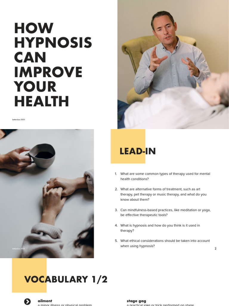 C2 How Hypnosis Can Improve Your Health | PDF | Hypnosis | Psychotherapy
