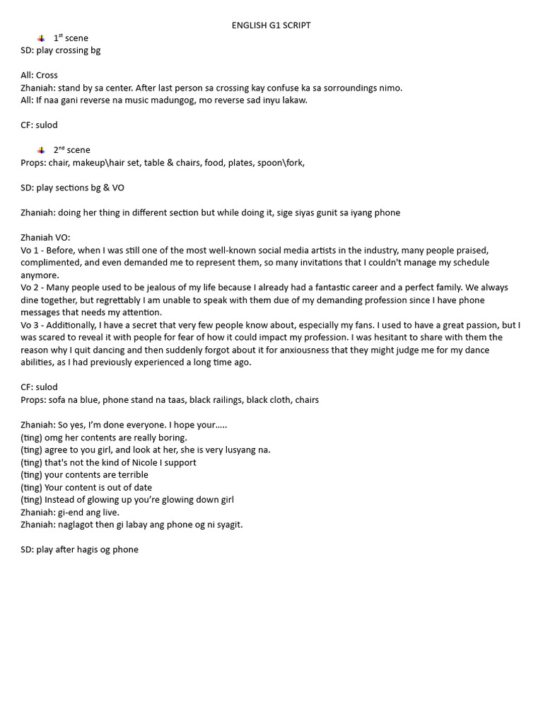 English G1 Script | PDF