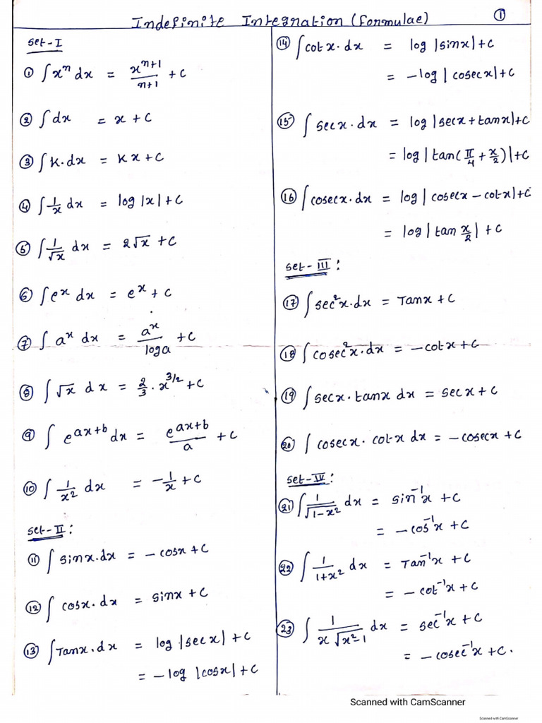 Integration (Formulae) (3) 1 1 | PDF