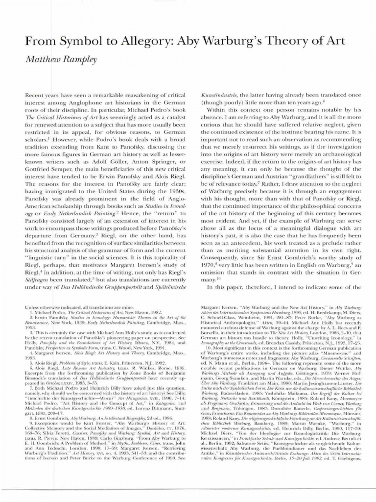 From Symbol To Allegory Aby Warburg's Theory of Art. | PDF