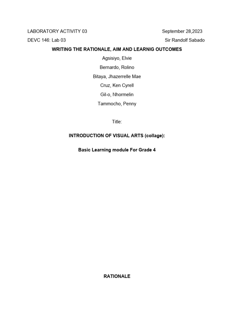 Grade 4 Visual Arts: Collage Module | PDF | Collage | Learning