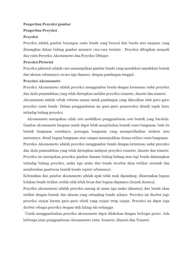 Pengertian Proyeksi Gambar | PDF