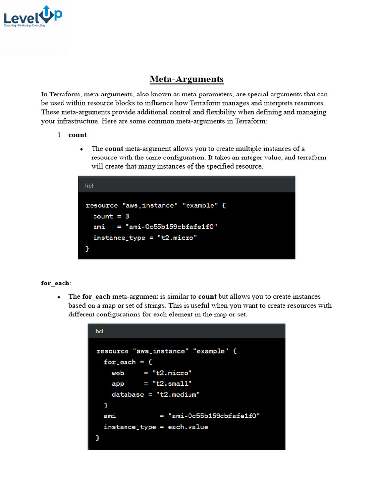 Terraform Meta-Arguments Guide | PDF