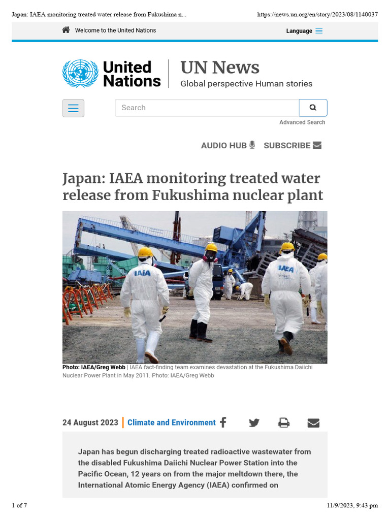 Japan IAEA Monitoring Treated Water Release From Fukushima Nuclear ...