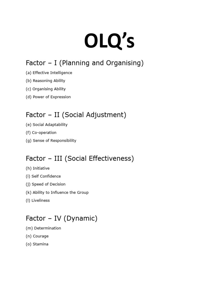 OLQ's | PDF | Intelligence | Reason