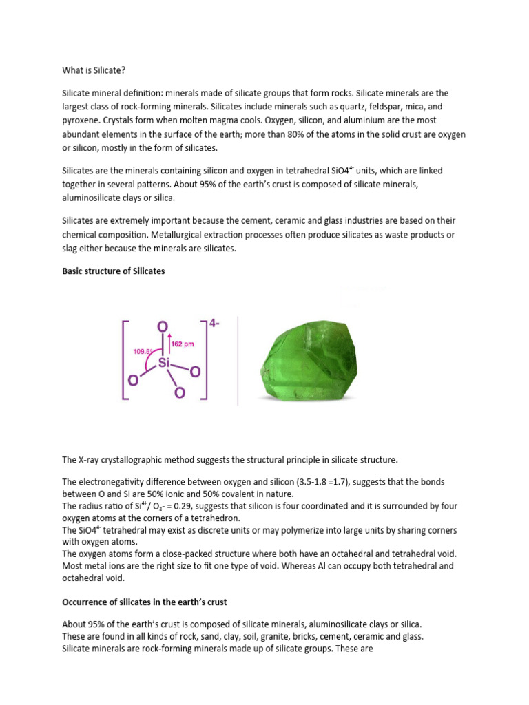 Understanding Silicate Minerals | PDF | Minerals | Silicon